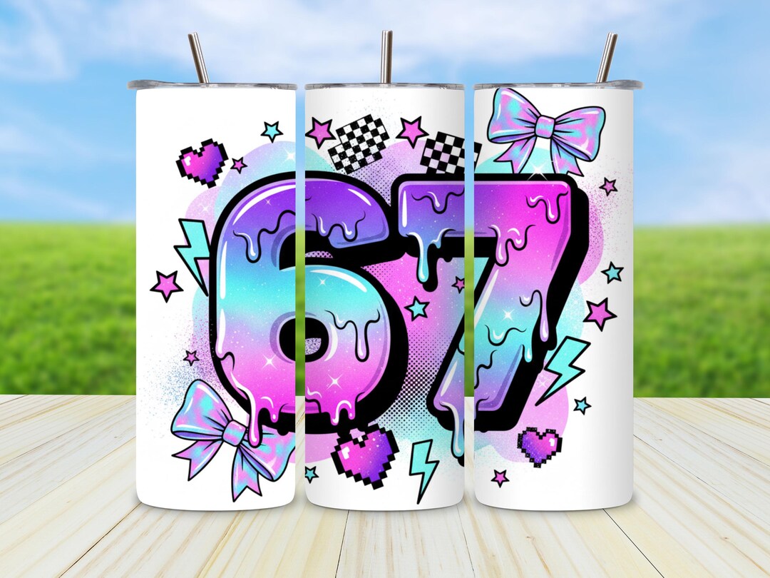 6 7 Meme Y2k Drippy Graffiti Numbers Pop Art Groovy Design Trendy 20oz ...