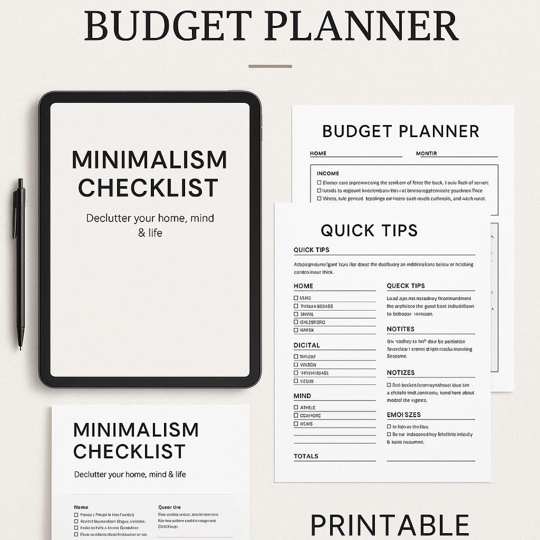 Minimalism Checklist + Budget Planner | Printable PDF | Instant ...
