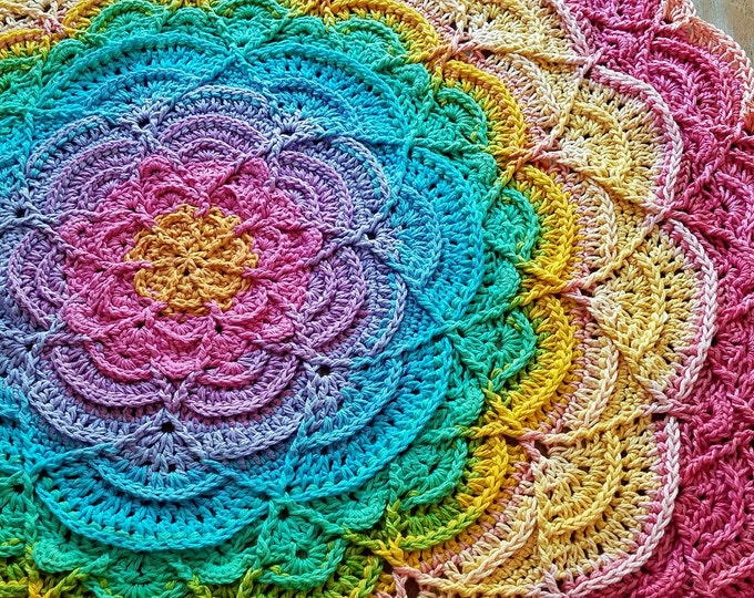 Pink Lotus Mandala Handmade Crochet Blanket - Etsy