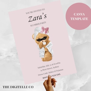 Teddy Bear Slumber Invitation - Etsy UK