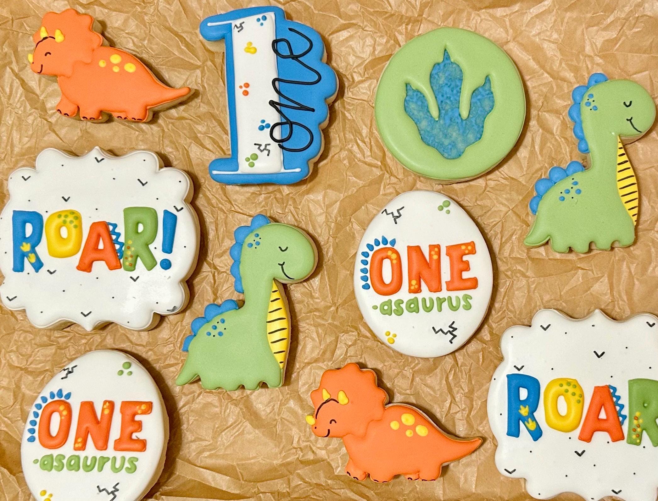 One-asaurus Custom Cookies Dinosaur Cookies Three-rex Cookies Birthday ...