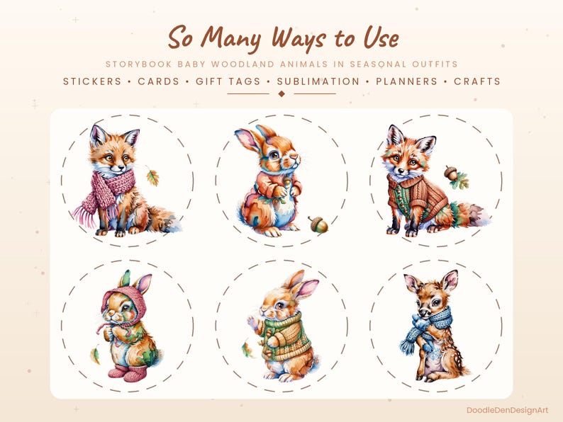 Storybook Baby Woodland Animals Watercolor Clip Art | Nursery Wall Art ...