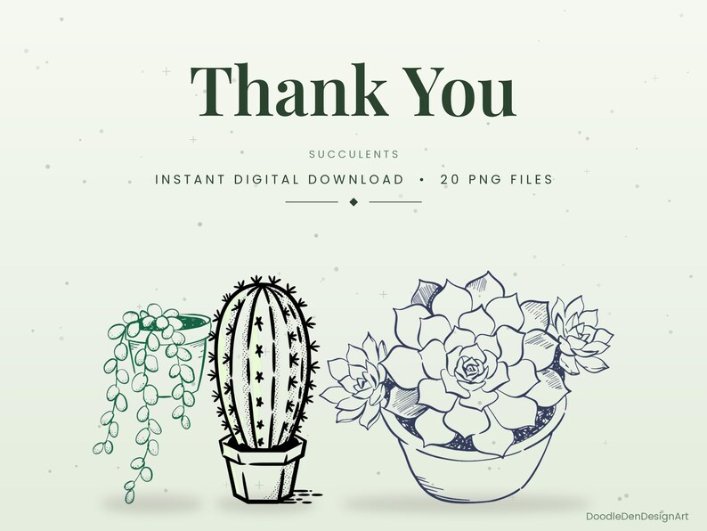 Succulent Garden Sketches | Pen & Ink Botanical Clip Art (digital ...