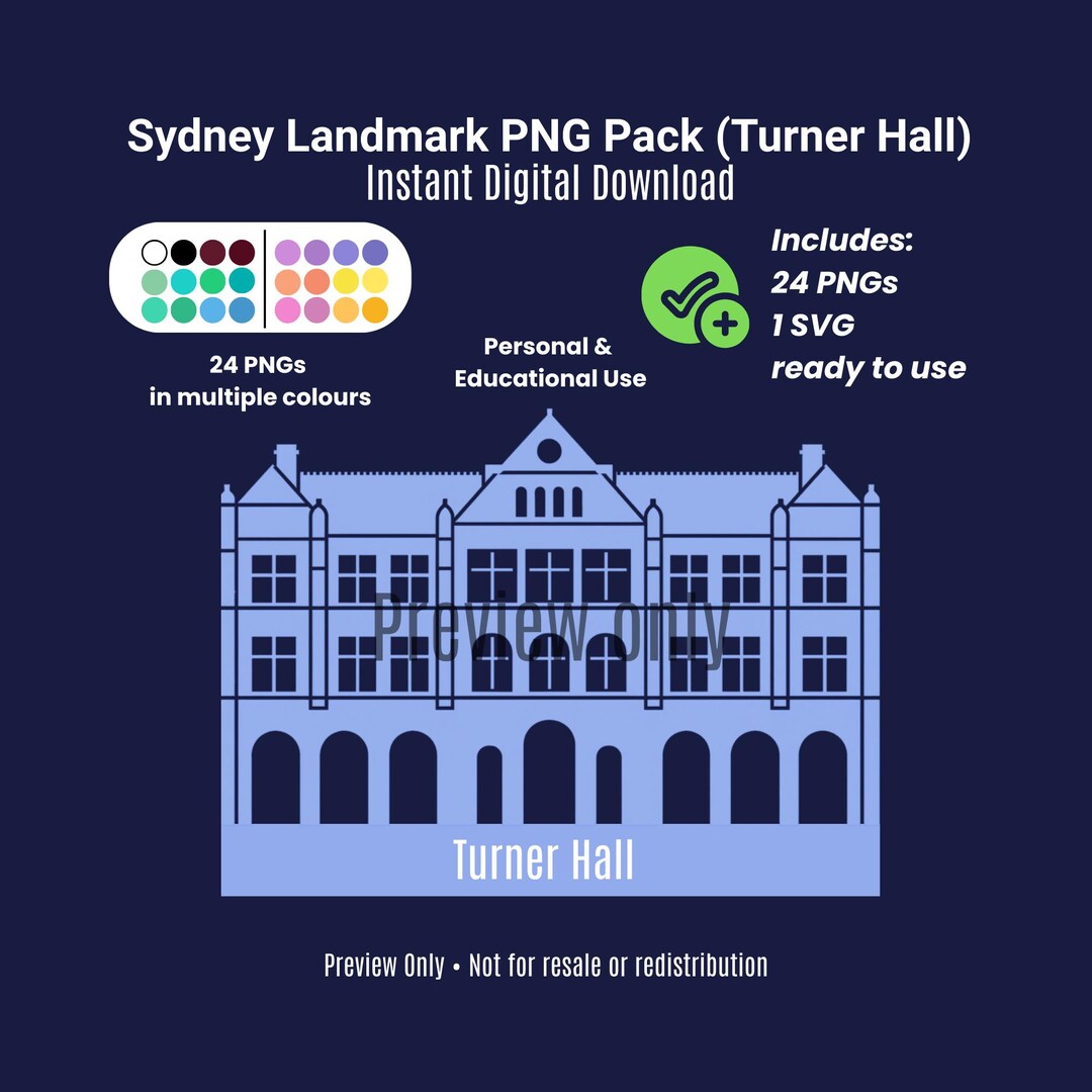 Sydney Landmark Pack, 24 Pngs + 1 SVG Vectors, Turner Hall - Etsy