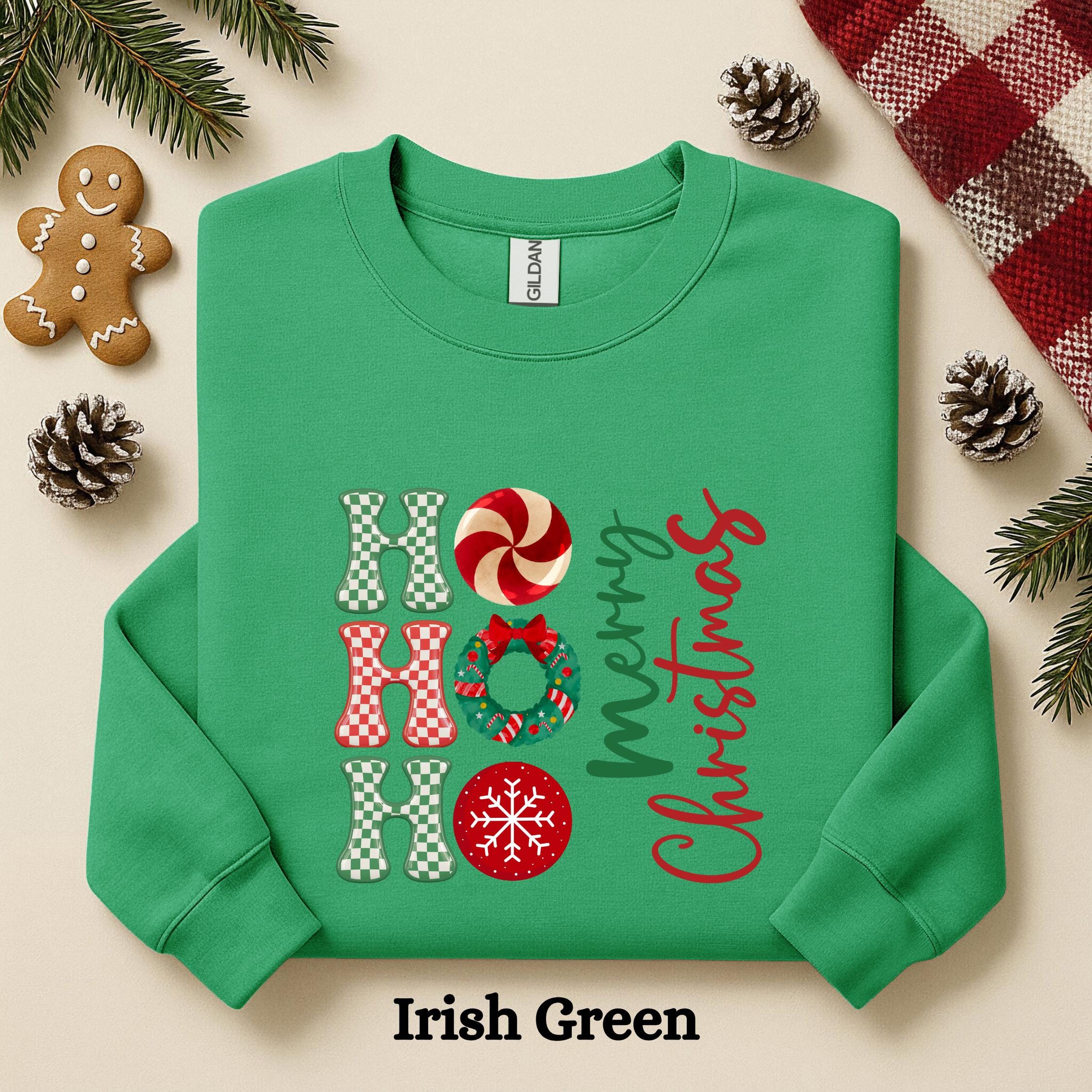 Ho Ho Ho Merry Christmas Santa Claus Sweatshirt, Holiday Crewneck, Cute ...