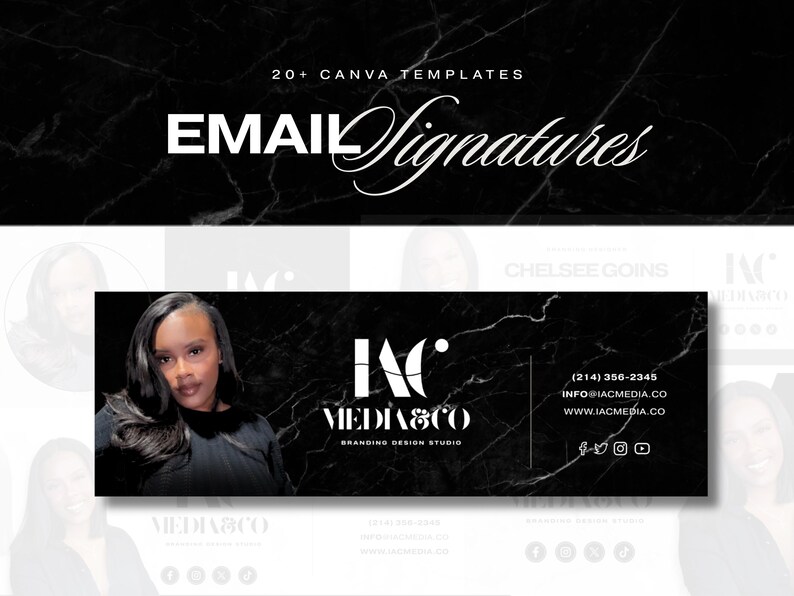 Editable Email Signature Templates - Canva Monochrome Black & White ...