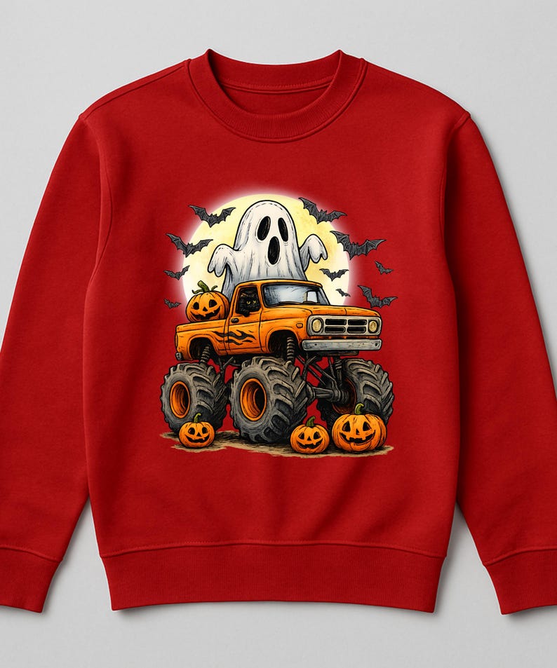 Ghost Monster Truck Halloween DTF Transfers, Ready to Press Monster ...