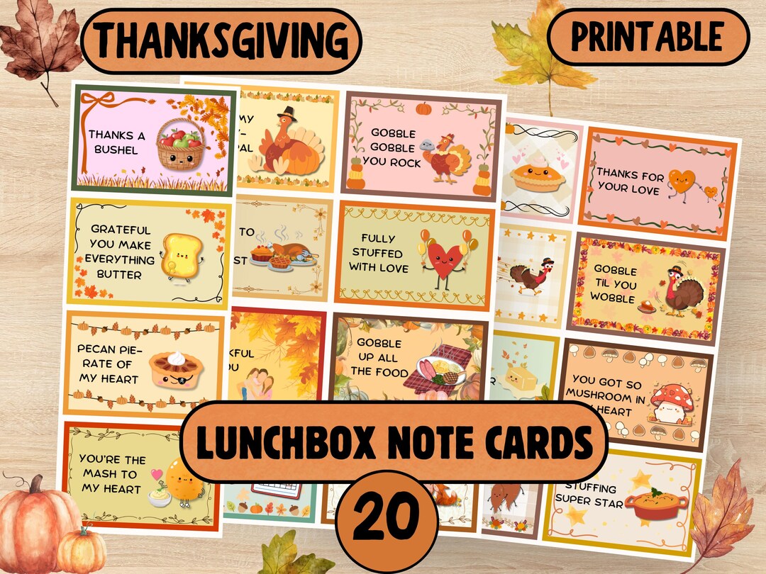 Printable Thanksgiving Lunch Box Notes for Kids: Back to School Kid ...