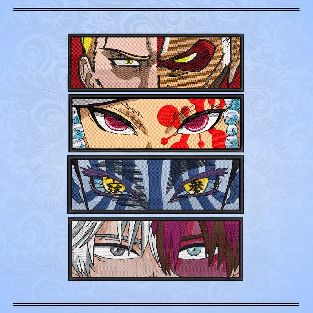 Anime Eyes Embroidery Design | Villain & Hero Manga Style Eye Panels ...