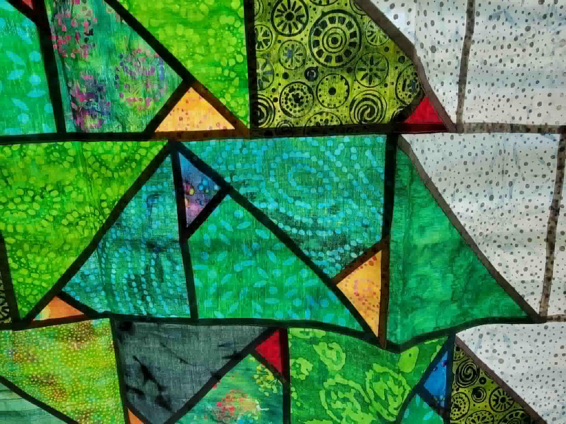 Handmade Batik Pojagi Curtain: Christmas Tree Window Hanging - Etsy