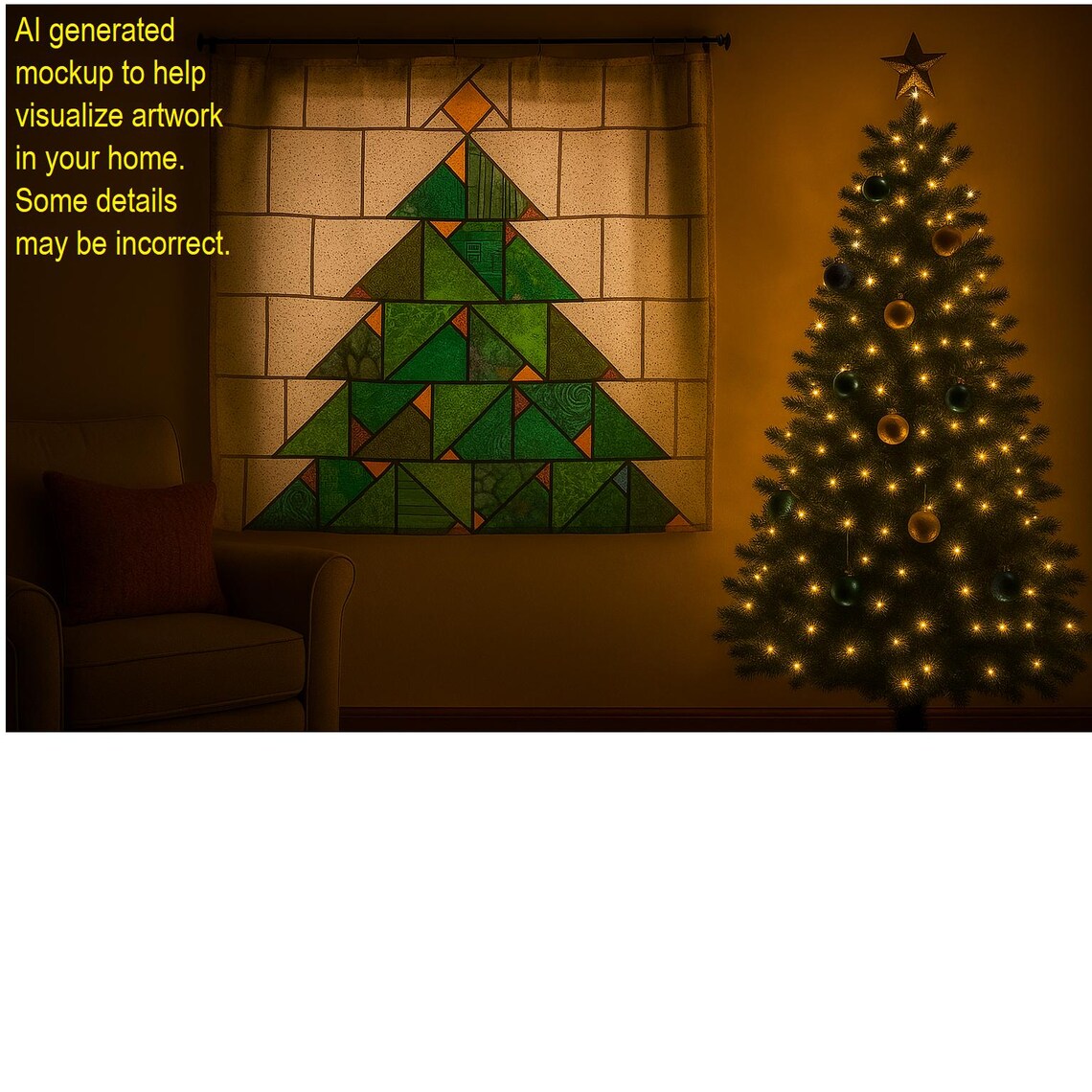 Handmade Batik Pojagi Curtain: Christmas Tree Window Hanging - Etsy