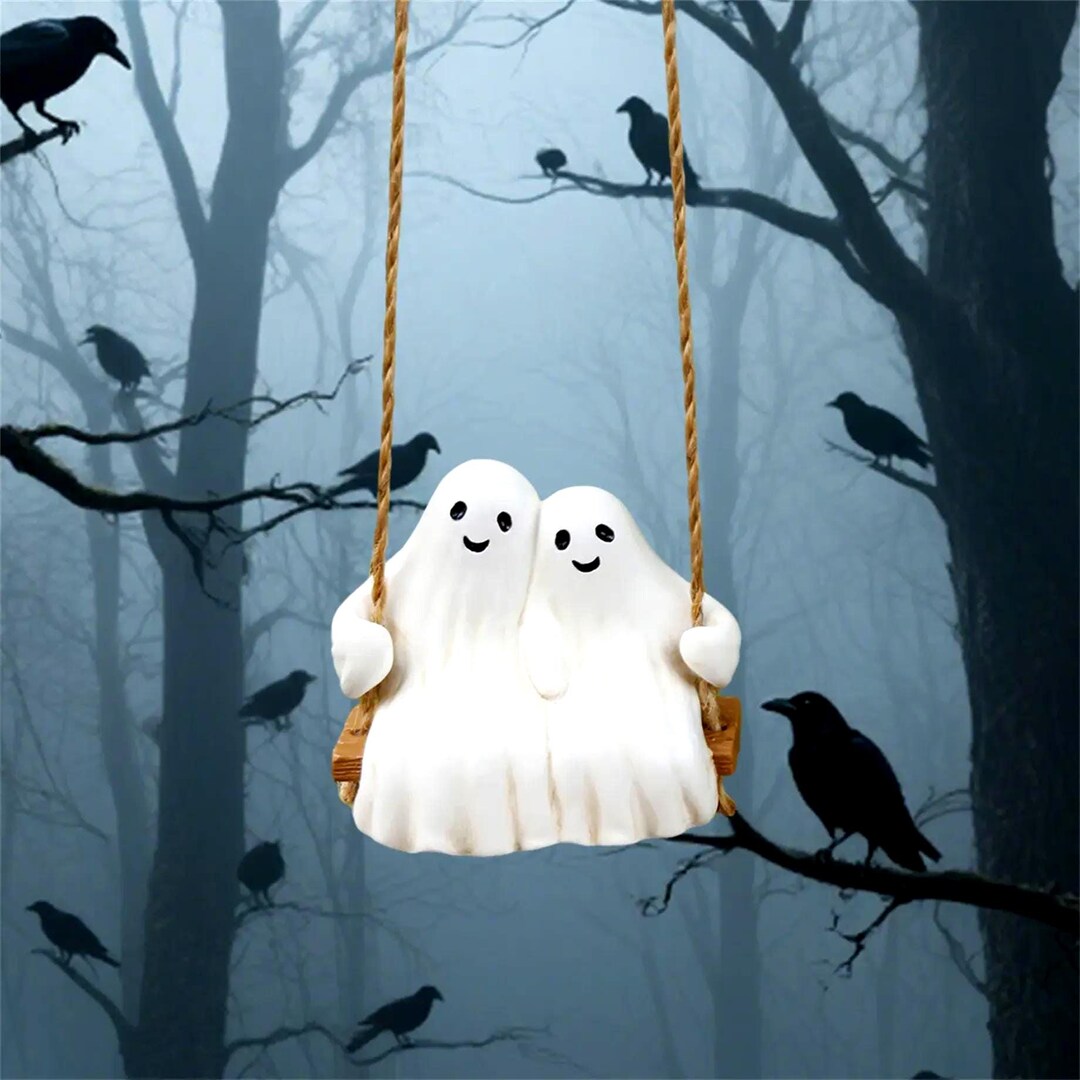 Hanging Ghost Swing Halloween Decoration Outdoor Porch Indoor Spooky ...