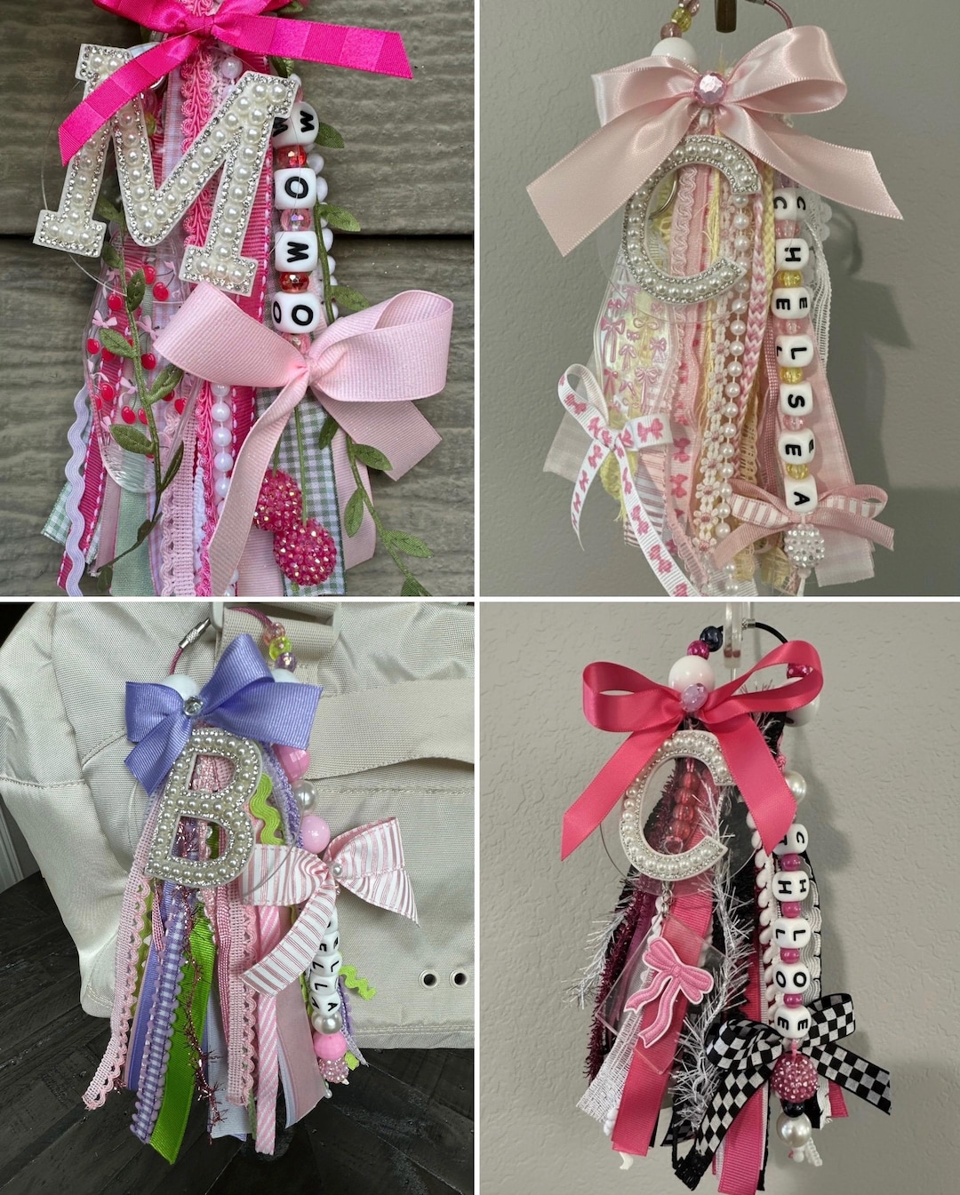 Custom Initial Bag Tag, Bogg Bag Keychain, Personalized Ribbon Tassel ...