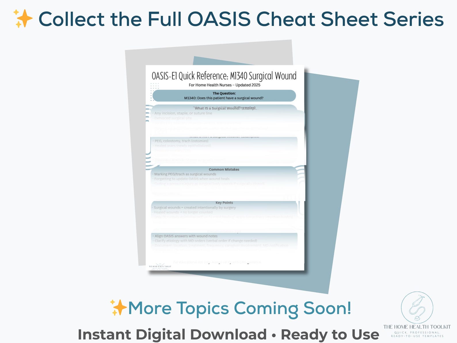 OASIS-E1 Surgical Wounds Cheat Sheet | Home Health Nurse Quick ...