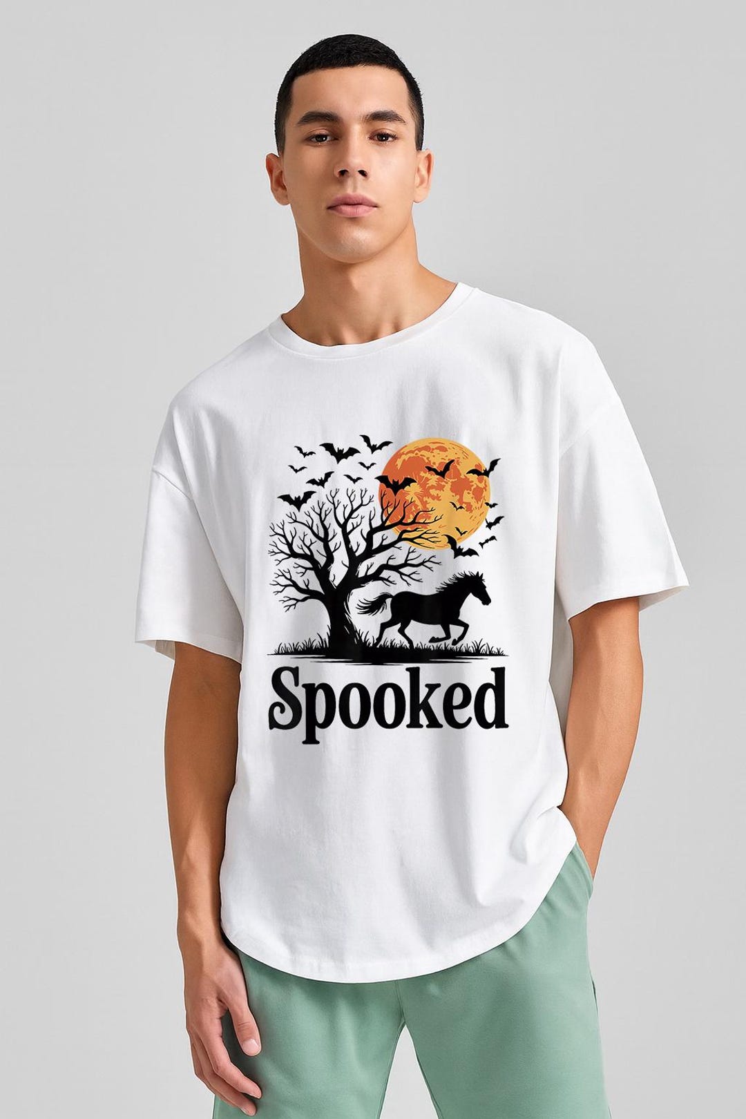 Halloween Spooked PNG + Horse and Moon Design + Transparent Digital ...