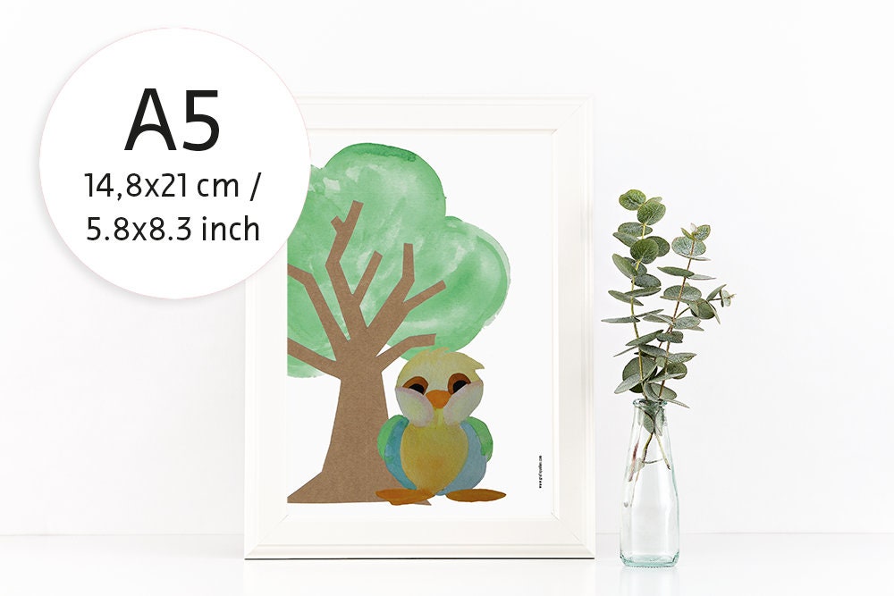 A5 Kids Room Poster, Bird Print, Playroom Decor, Baby Room Decor ...
