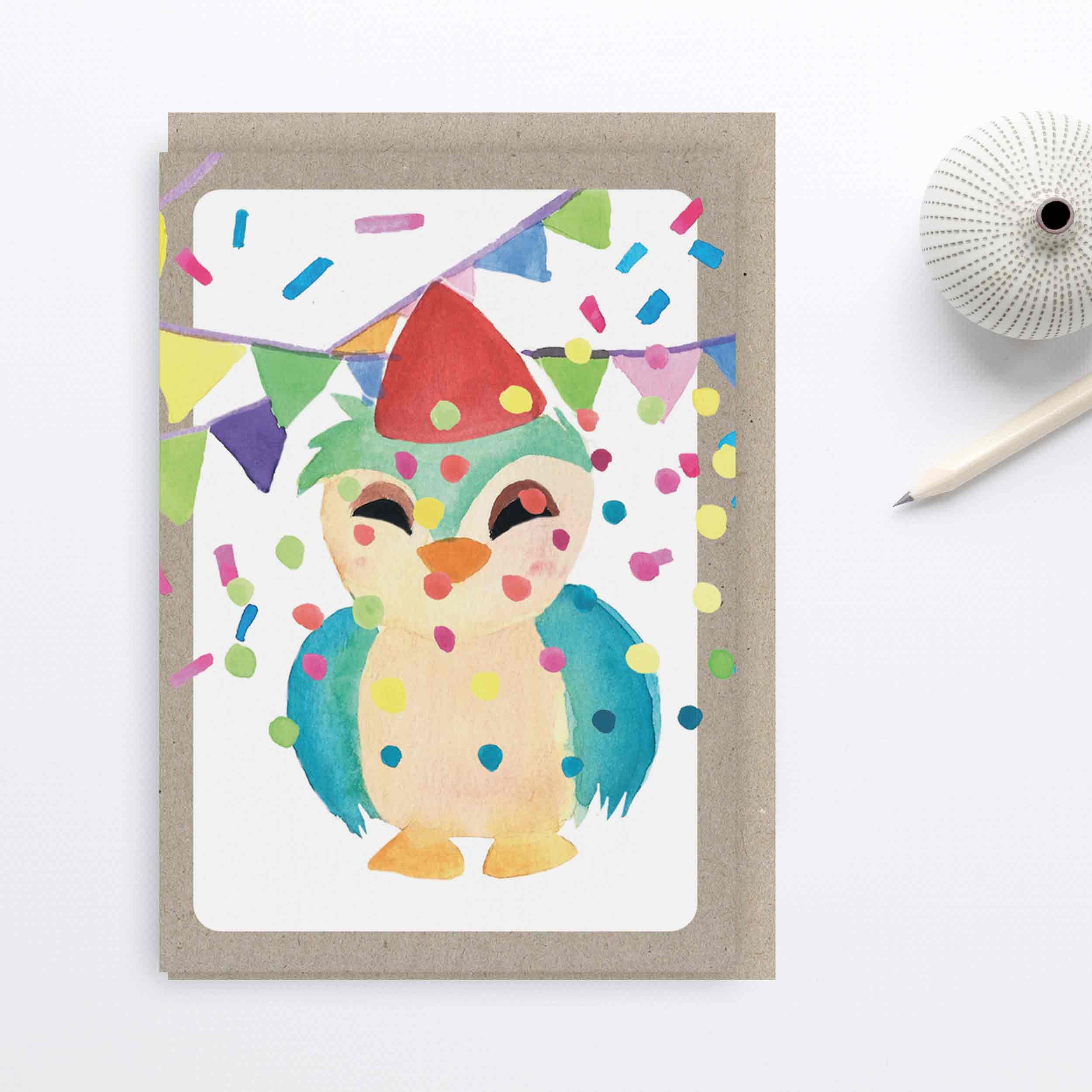 Owl Birthday Card, Happy Birthday Owl Card, Large Kids Birthday Card ...