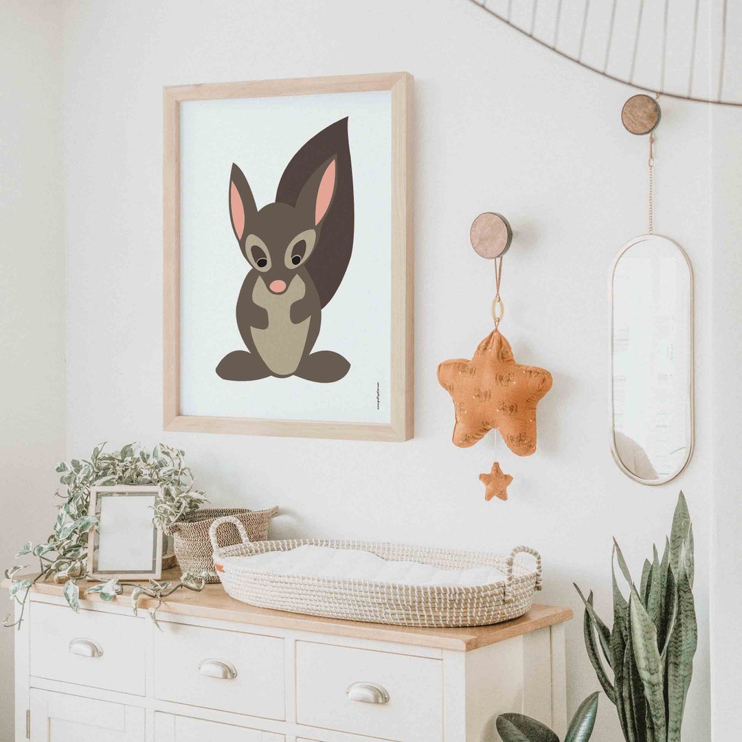 Cute Squirrel Poster for the Playroom, Playful Illustration Print for ...