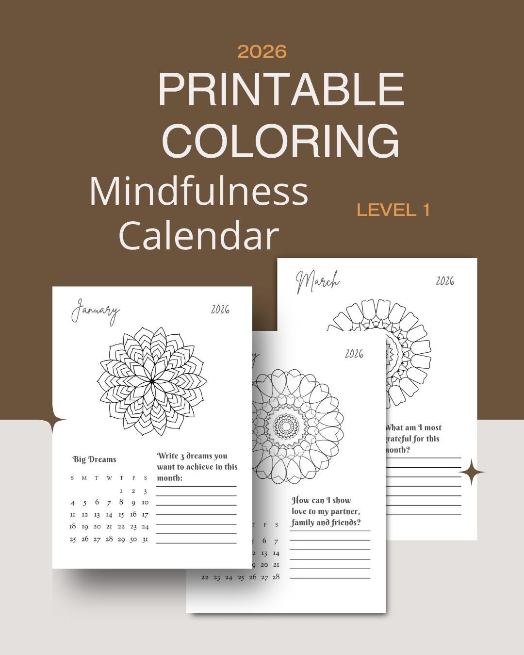 2026 Mindful Calendar Printable | Minimal Monthly Planner | Mindfulness ...