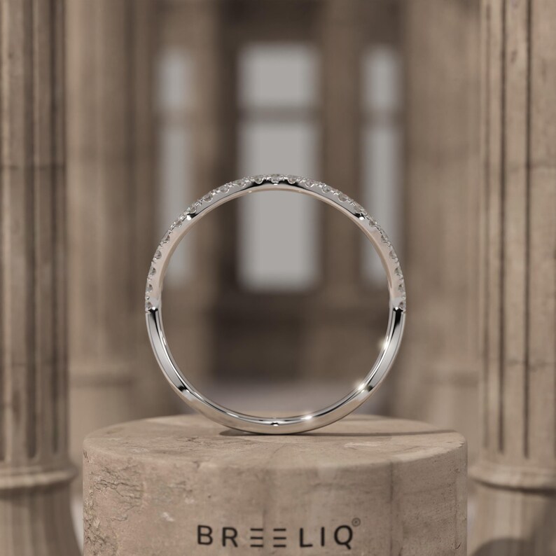 14K Gold Curved Wedding Band | Lab Grown Diamond Contour Ring - Etsy