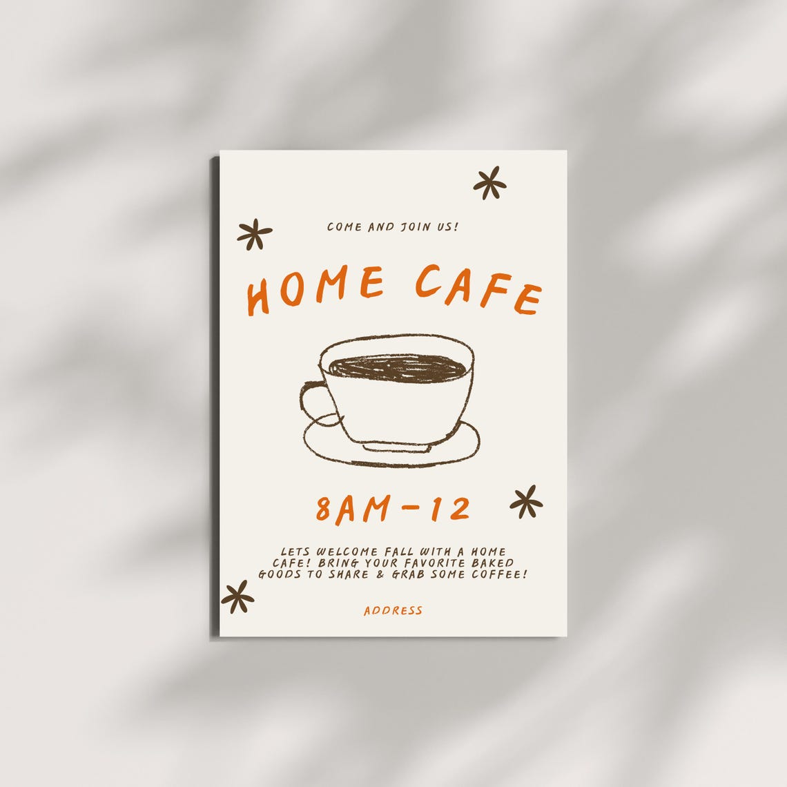 Fall Home Cafe Invitation, Digital Template - Etsy