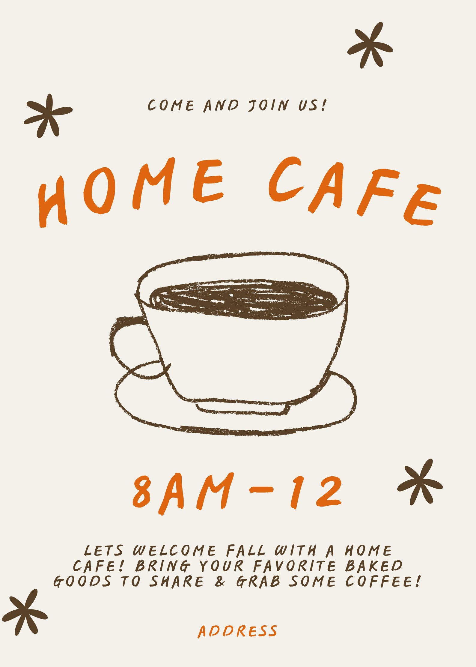 Fall Home Cafe Invitation, Digital Template - Etsy