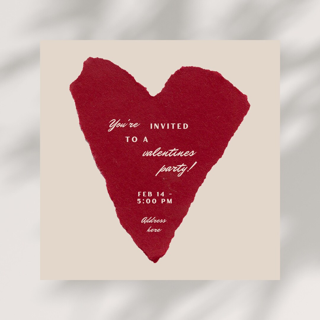 Paper Heart Valentine Invitation, Digital Template - Etsy