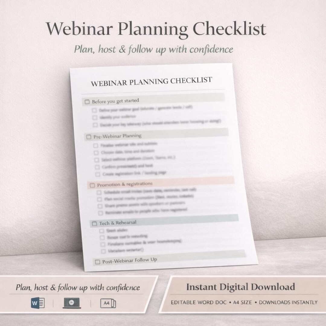 Webinar Planning Checklist | Online Webinar Checklist for Coaches ...