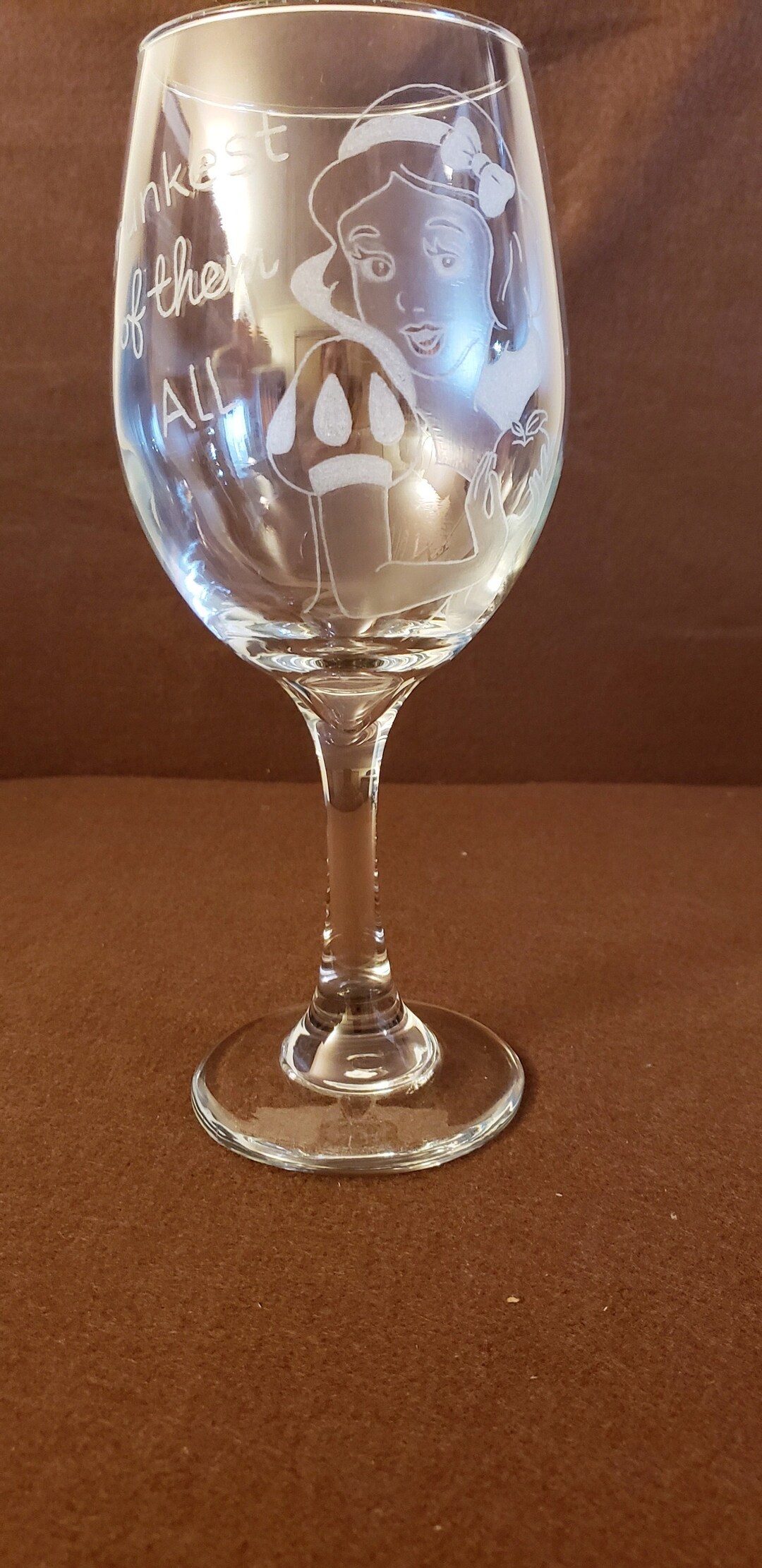 Drunkest of Them All/snow White Wine Glass/hand Etched - Etsy