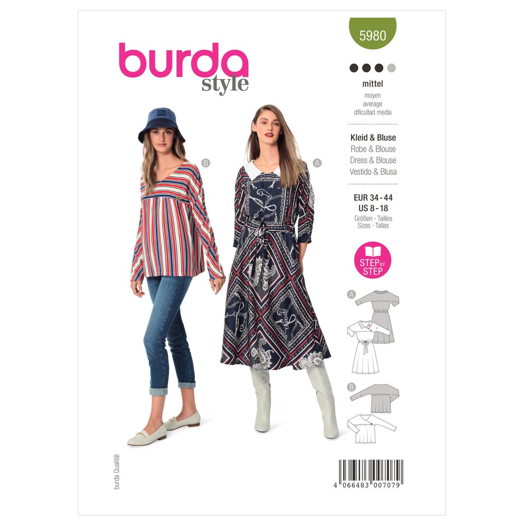 Burda 5980 Sewing Pattern Women Dress Pattern UNCUT Factory Folded Size ...