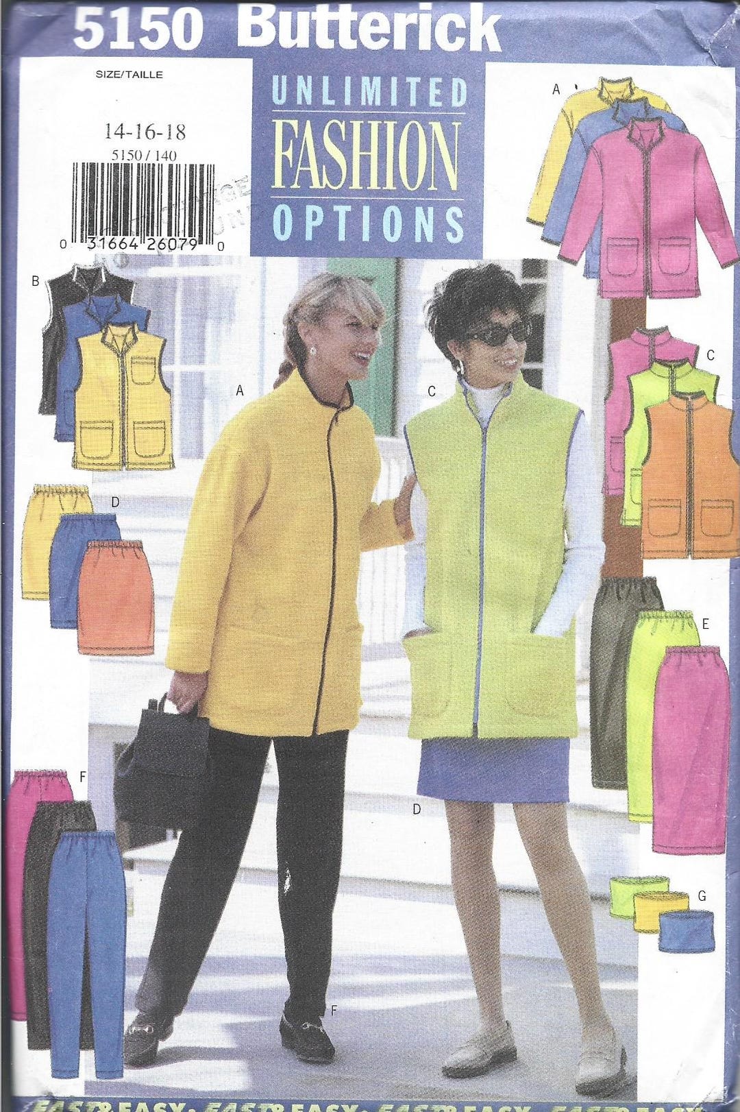 Butterick 5150 Sewing Pattern Women Jacket Pants Pattern UNCUT Factory ...