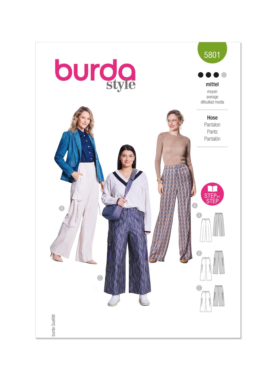Burda 5801 Sewing Pattern Women Pants Pattern UNCUT Factory Folded Size ...