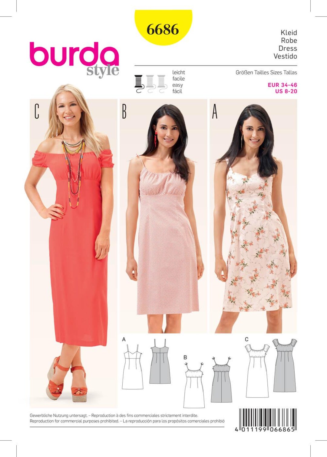 Burda 6686 Sewing Pattern Women Dress Pattern UNCUT Factory Folded Size ...