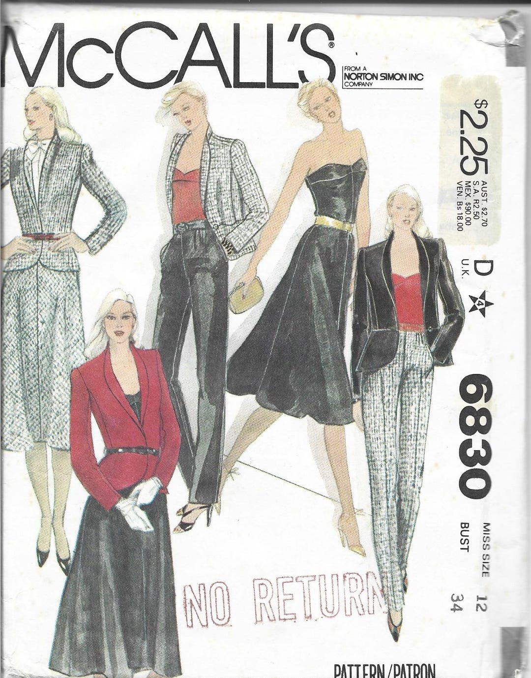 Mccalls 6830 Sewing Pattern Women Jacket Pattern Pants Pattern UNCUT ...