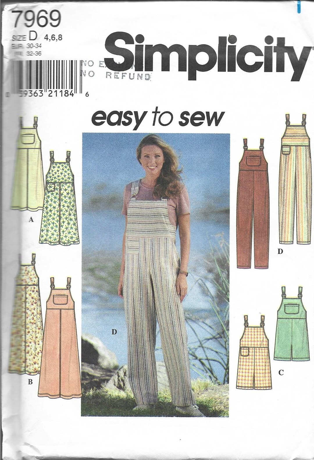 Simplicity 7969 Sewing Pattern Women Overall Pattern Dress Pattern ...