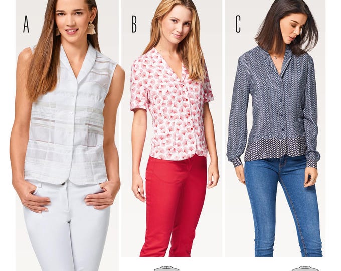 Burda 6533 Sewing Pattern Women's Blouse Easy Sewing Project Size 8 ...