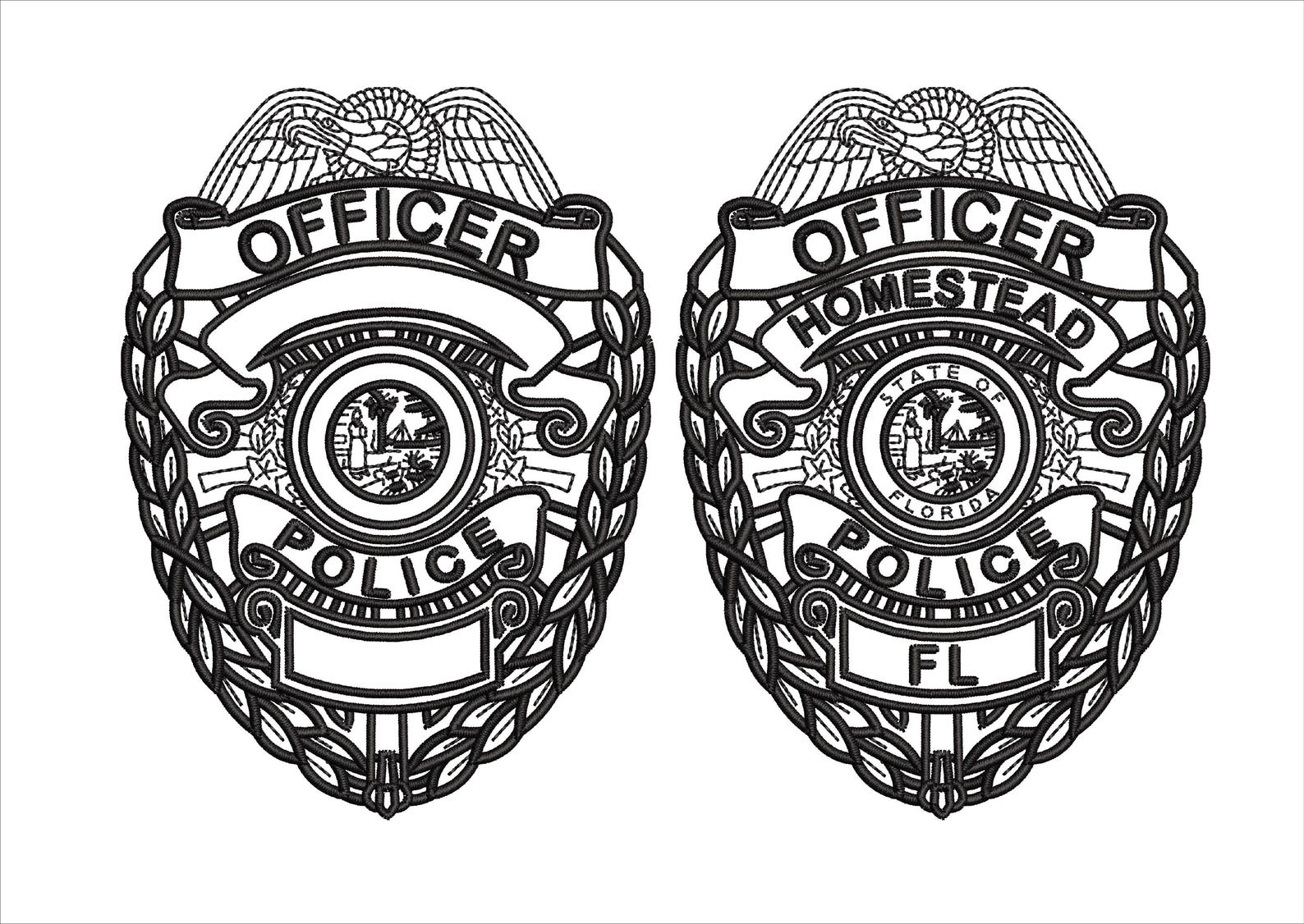 Police Officer Badge Embroidery Design: Homestead, Officer (digital ...