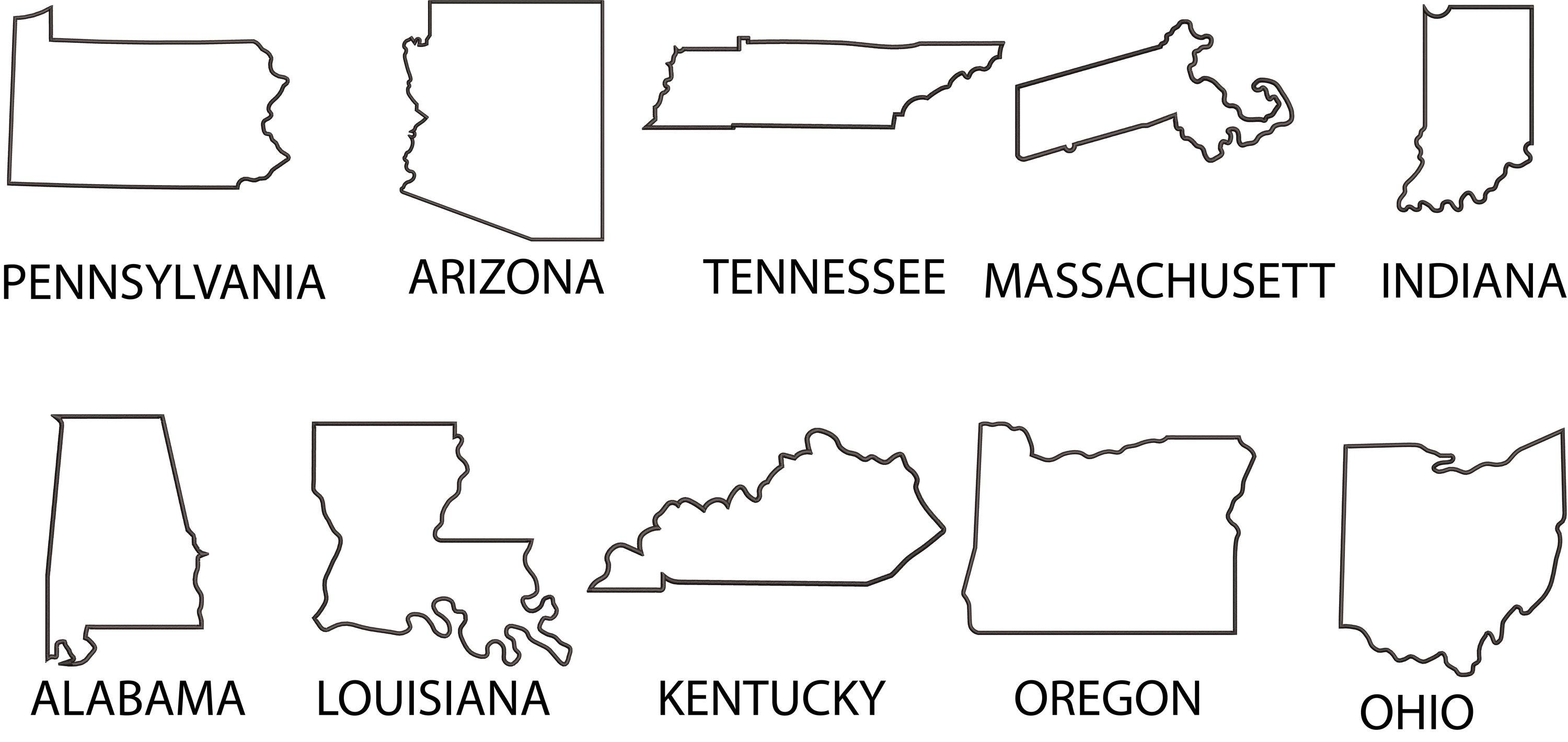 US State Outline Embroidery Design, All 50 States (digital Download) - Etsy