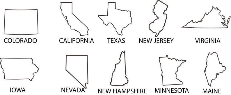 US State Outline Embroidery Design, All 50 States (digital Download) - Etsy