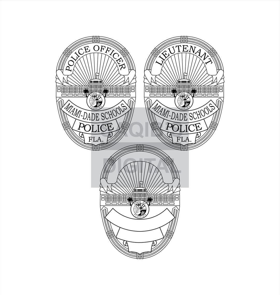 Miami Dade Schools Police Badge Vector File, 3 Versions (digital ...