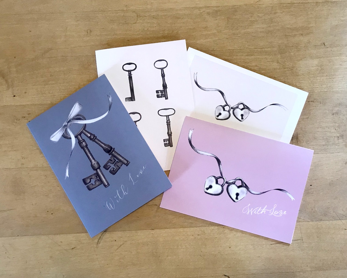 Keys Card Set of 4 - Etsy