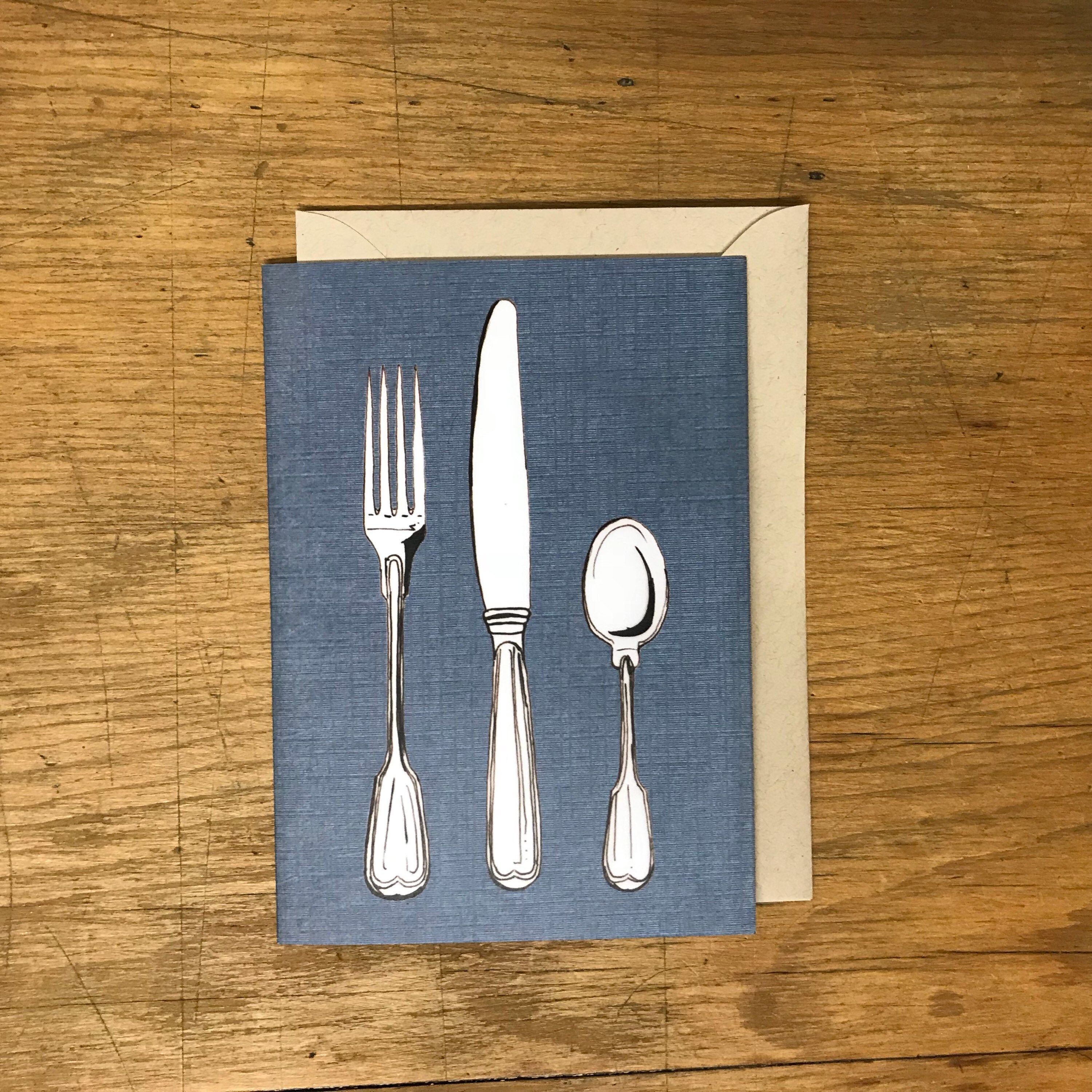 Knife, Fork, Spoon Greetings Card - Etsy