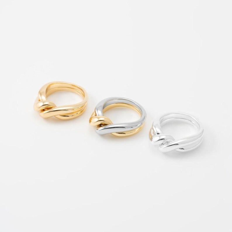 Bold Crossover Ring,chunky Twisted Ring,statement Ring,mixed Metal Ring ...
