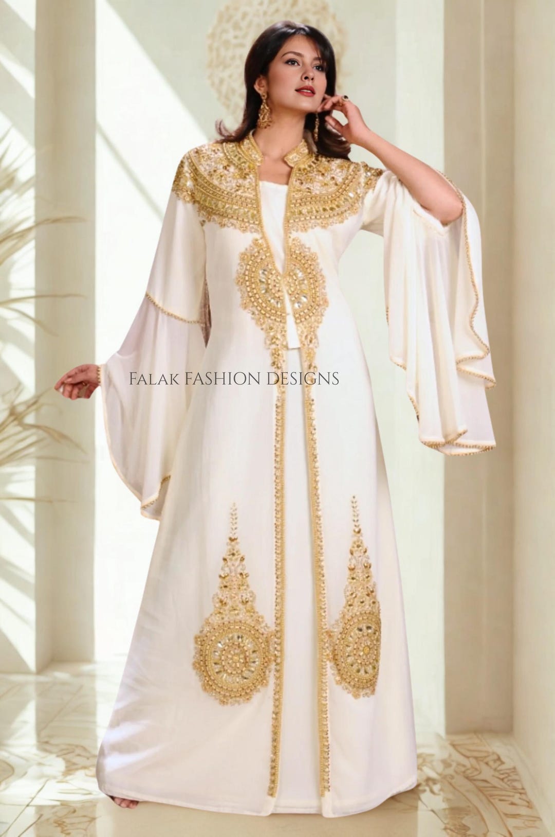 Dubai Moroccan Kaftan Arabic Abaya Maxi Hand Beaded Caftan Farasha ...