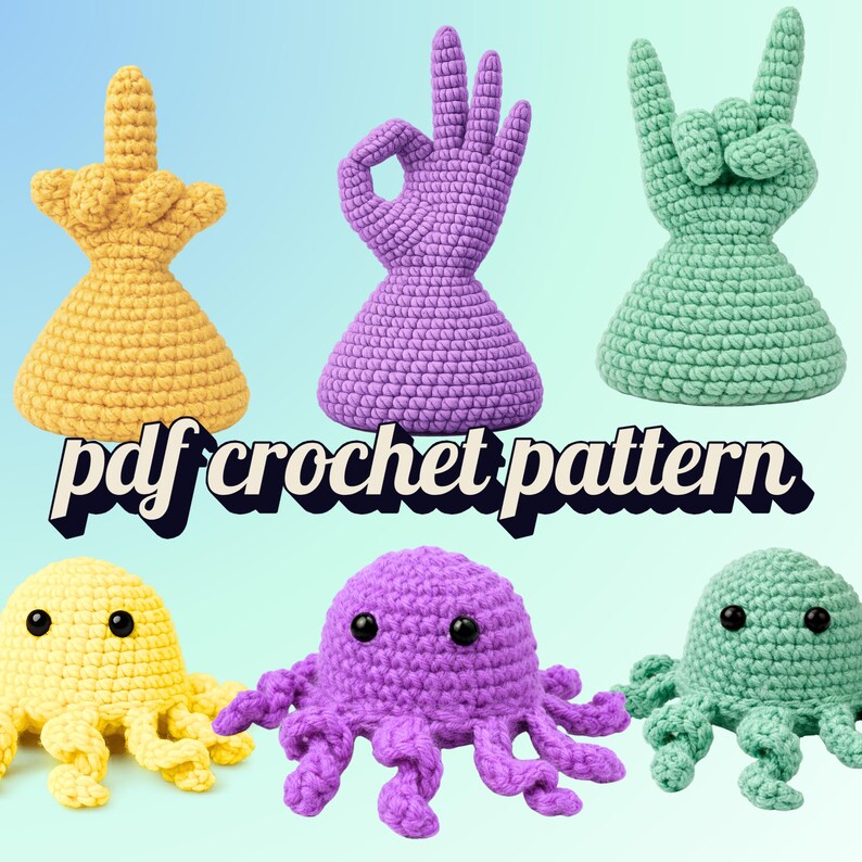Flip the Bird Amigurumi Crochet Pattern, Silly Finger Gestures Crochet ...