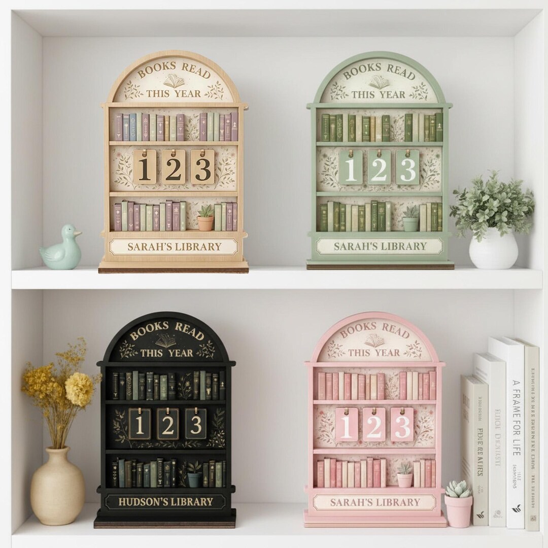 Custom Books Read This Year Tracker Sign, Custom Wooden Bookshelf Decor ...