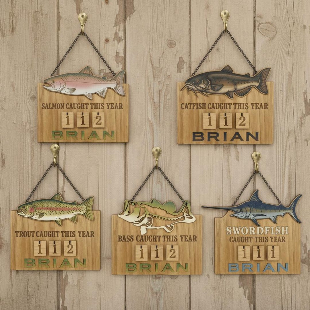 Personalized Fish Caught This Year Tracker Sign, Personalized Wooden ...
