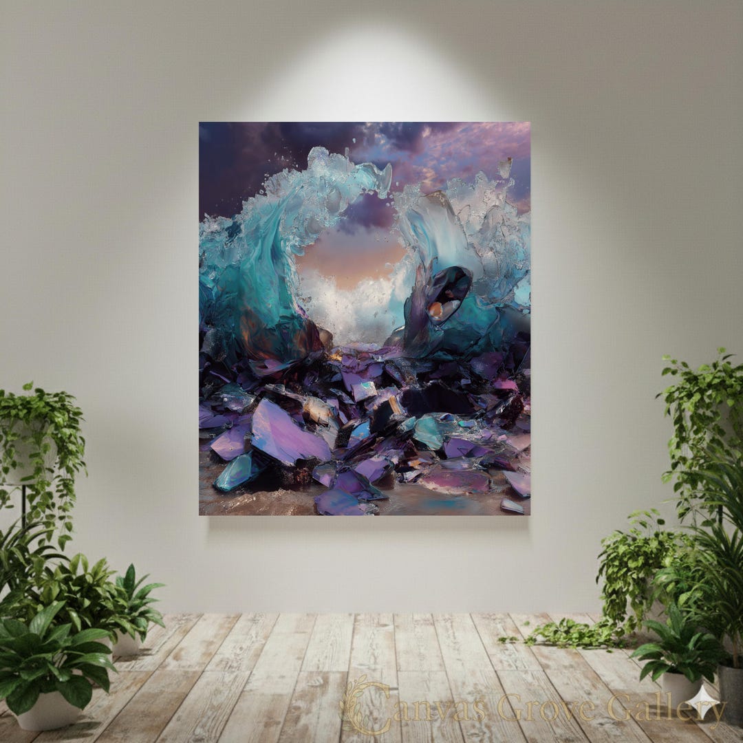 Shattered Tide Coastal Abstract Art Modern Ocean Painting Blue Wall ...