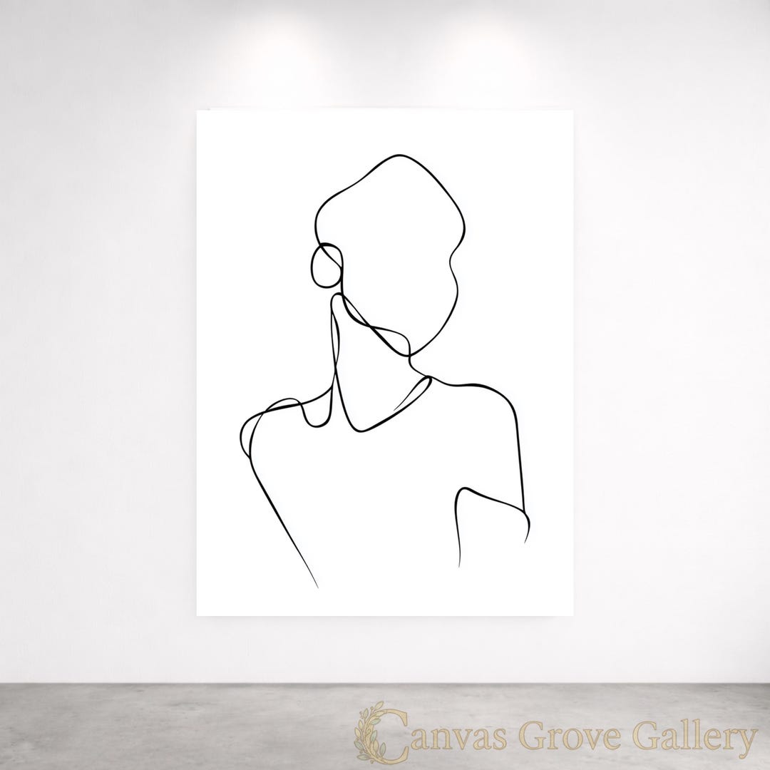 Vintage Line Drawing Modern Face Art Silent Balance One Line Portrait ...