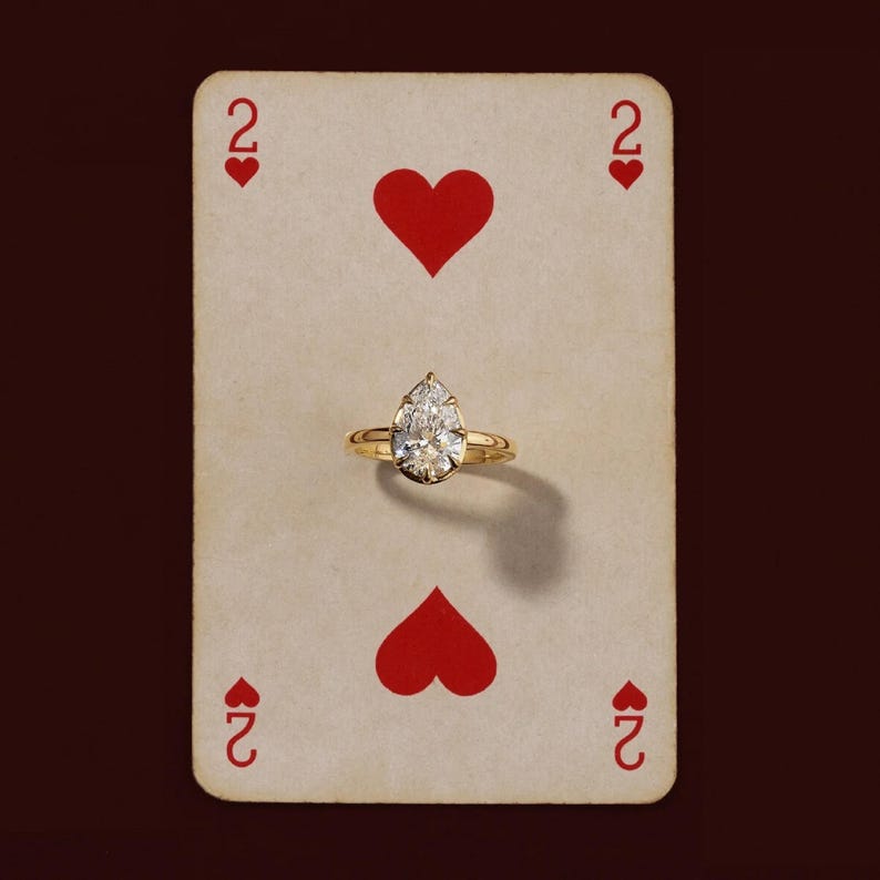 Art Deco 2.45 CT Pear Cut Moissanite Engagement Ring,14k Solid Yellow ...